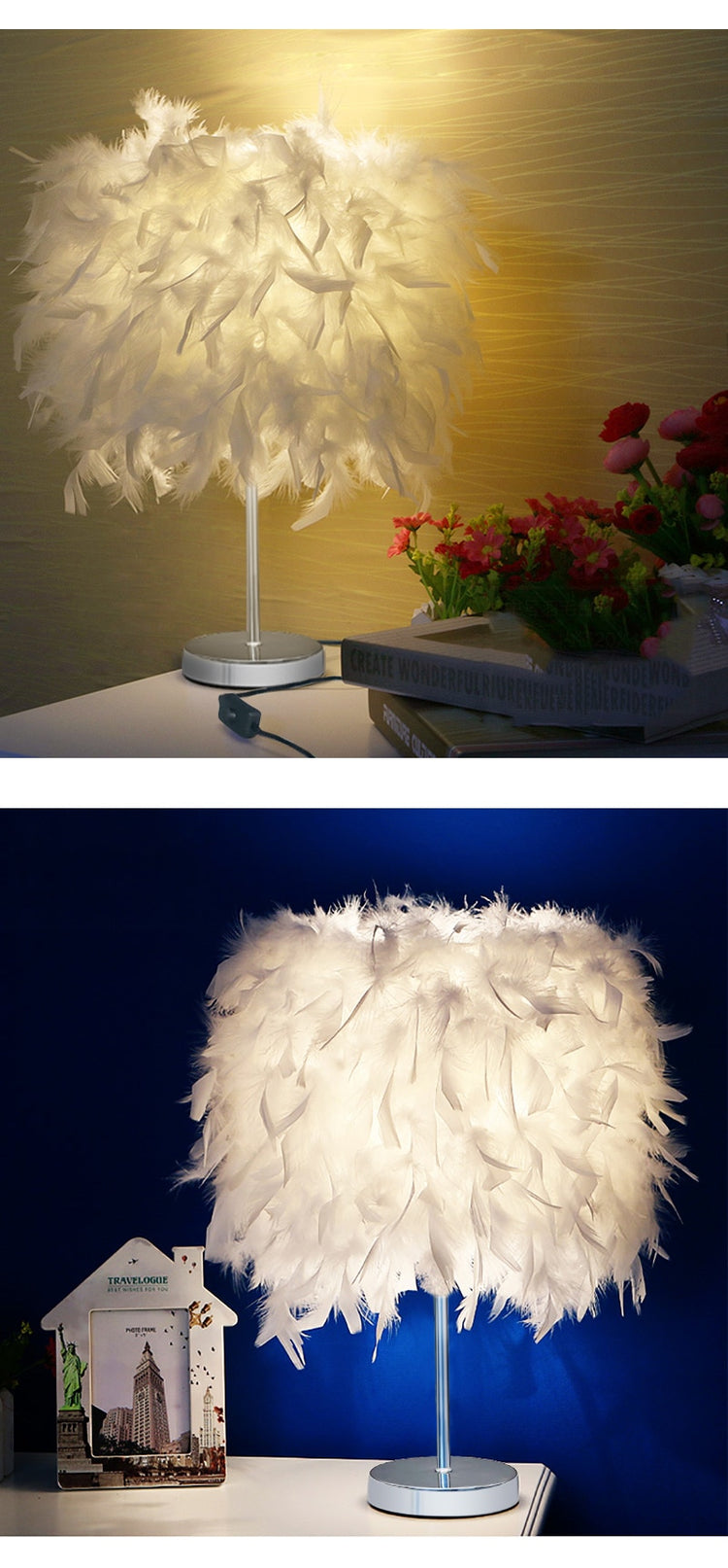 Fluffy Feather Lamp | Floral Fawna
